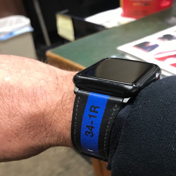 Thin Blue Line Apple Watch Band, Police Watch Band, Faux Leather Watch ...