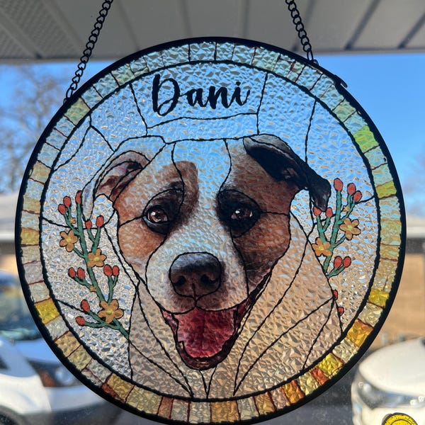 Custom Cat Portrait Stained Glass Suncatcher, Custom Pet Portrait From ...