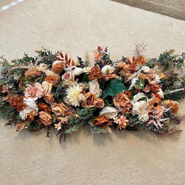 Terracotta Cream Arch Arrangement Arch Flowers Fall Wedding Orange ...