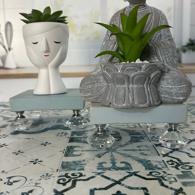 Rustic White Washed Wood Riser, Small Tiered Tray Riser, Farmhouse ...