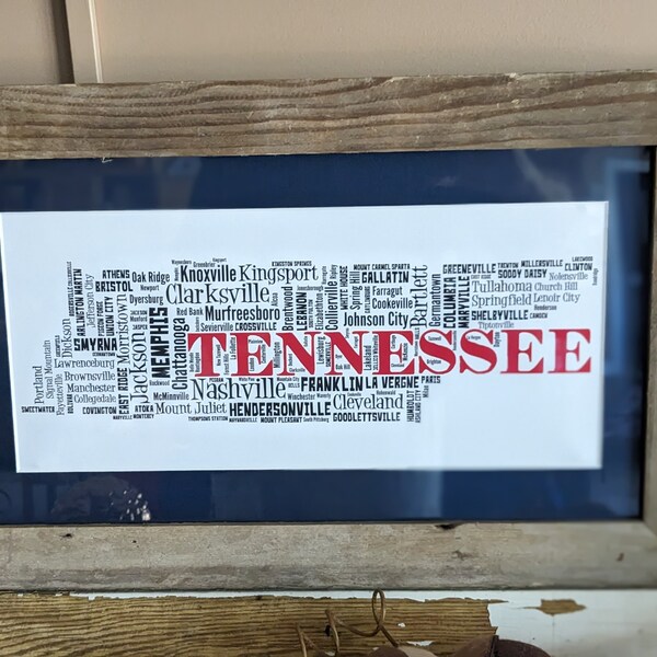 Tennessee Map Art, Tennessee Art Print, Tennessee State Map, Tennessee ...