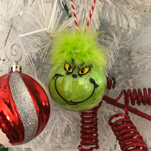 Fluffy Grinch Ornament - Etsy