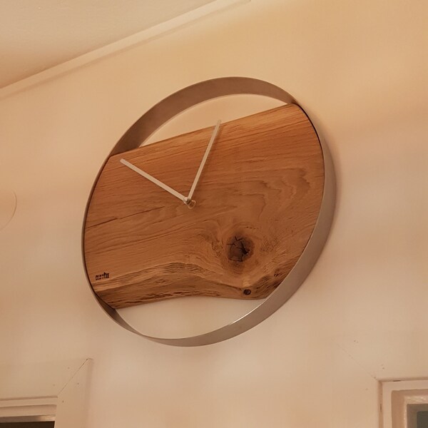LOFT Clock Oak in a Steel Wall Hoop, Large Wooden 55 Cm - Etsy