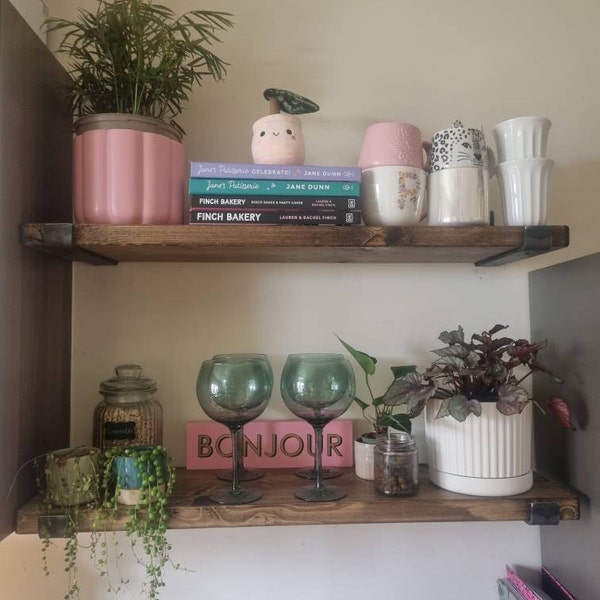 Rustic Shelf Handmade From Solid Wood 22cm Deep, 3cm Thick Wooden Wall ...