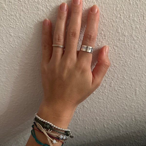 Custom Handwriting Ring • Wide Handwriting Band in Sterling Silver ...