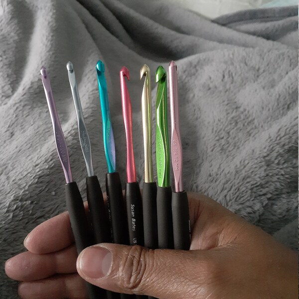 Crochet Hook Susan Bates Ergonomic Aluminum Crochet Hooks Silvalume ...