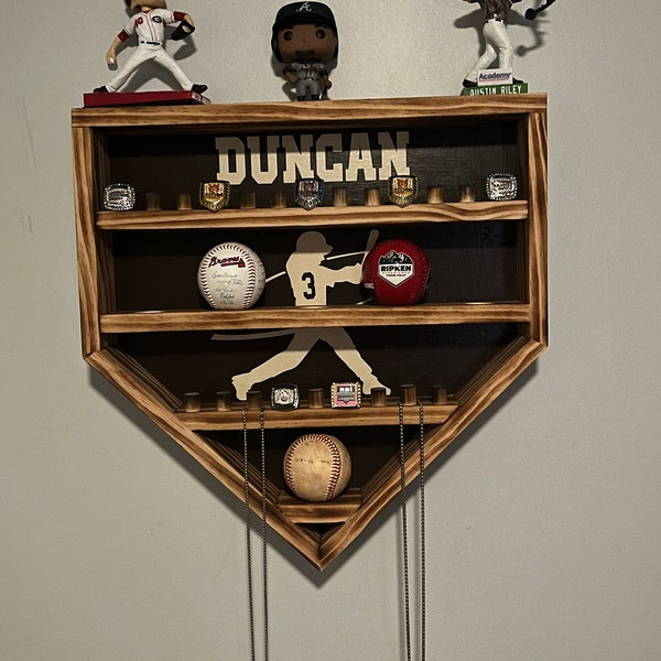 Personalized Player-at-bat Baseball and Ring Display Holds 22 Rings ...