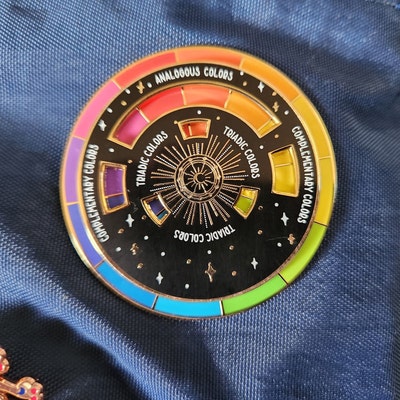 Color Wheel Enamel Pin© Black/gold ORIGINAL, Moving Jewelry Accessory ...