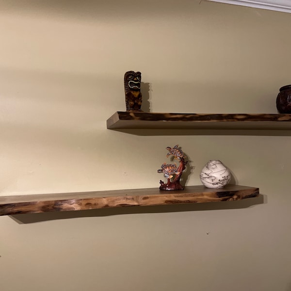 Boho Home Rustic Live Edge Floating Shelf Walnut Wood Scandi Shelving ...