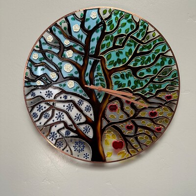 Unique Wall Clock Red Wall Clock Hand Painted Glass Artwork - Etsy