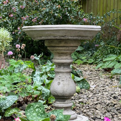 Fairy Bird Bath Stone Statue Outdoor Vintage Feeder Angel Garden ...