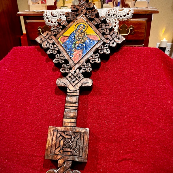Handcrafted Ethiopian Orthodox Axum Icon - Painted Wood Frame With ...