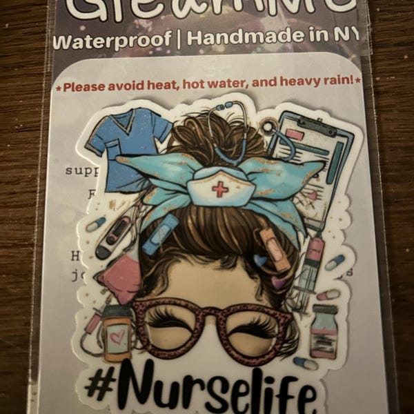 Nurse Life Sticker, Nurse Sticker, ER Sticker, Messy Bun Nurse, Health ...