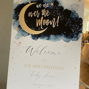 Over the Moon Baby Shower Welcome Sign, Welcome Sign, Baby Shower Sign ...