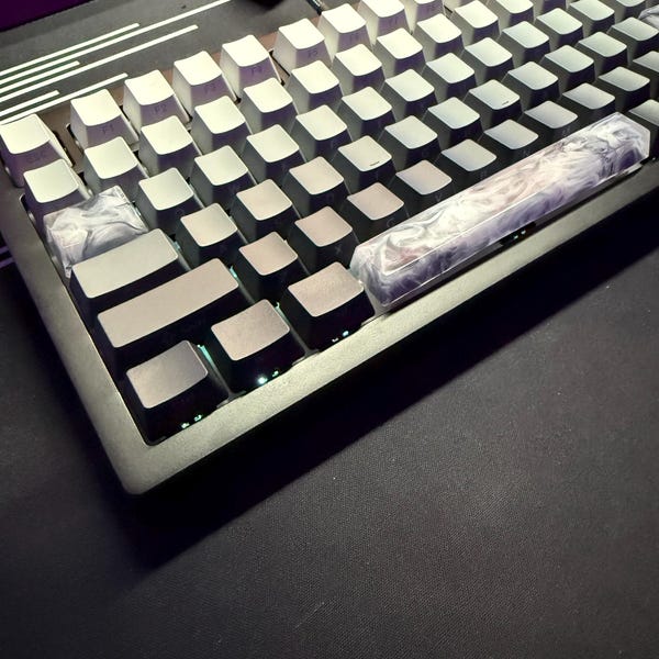 Light Marble Keycap - Custom Resin Artisan (white & Black Swirl) | OEM ...