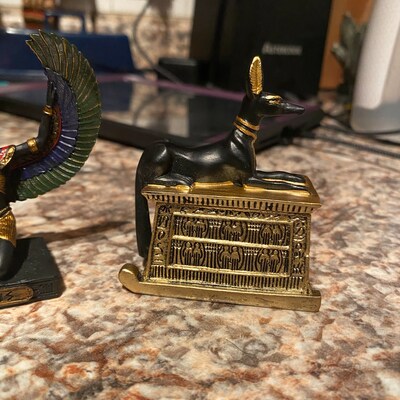 Vintage Anubis Mini Sarcophagus Box Ancient Egyptian God Anubis ...