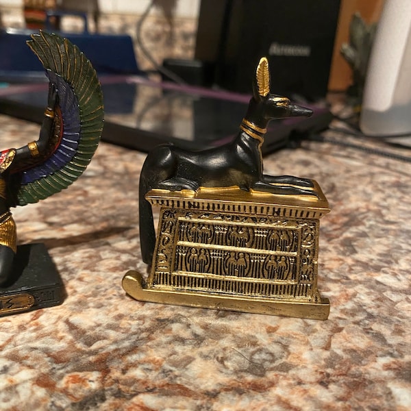 Vintage Anubis Mini Sarcophagus Box Ancient Egyptian God Anubis ...