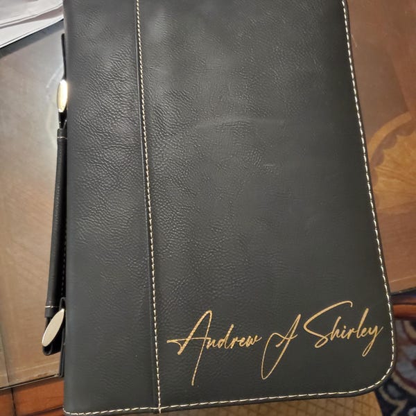 Custom Engraved Leather 3 Ring Binder Portfolio, Personalized Letter ...