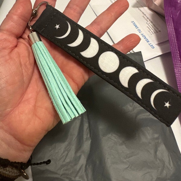 Moon Keychain Wristlet | Moon Phase Key Fob | Witchy Things | Moon ...