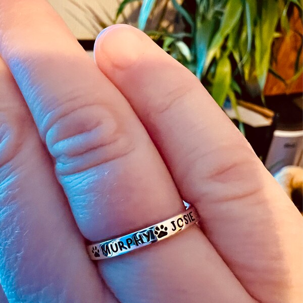 Dog Name Ring, Pet Name Jewelry, Personalized Dog Ring, Pet Mom Gift ...