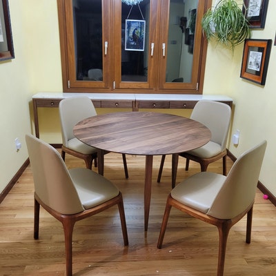 Mid Century Walnut Office Desk With Two Solid Walnut Drawers, Home ...