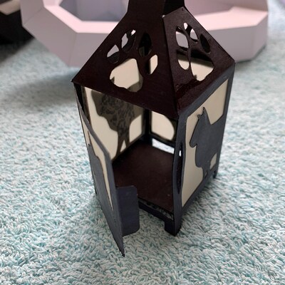 Cat Mini Desktop Lantern DIY Low Poly Paper Model Template, Cricut ...