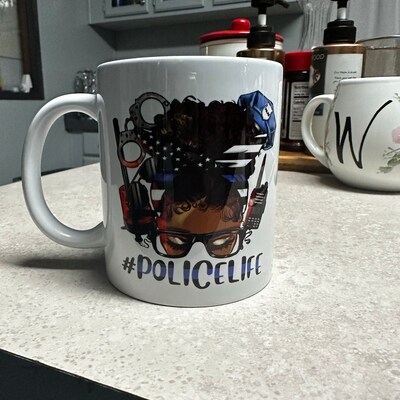 Afro Messy Bun Police Life Png Sublimation Design, Black Woman Png ...