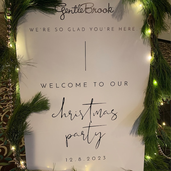 ADELLA Printable Christmas Party Welcome Sign Template Modern ...