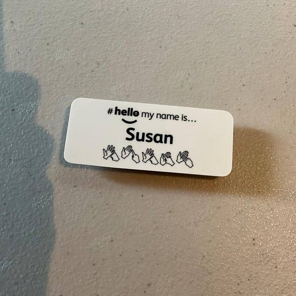 Hello My Name is Name Badge - BSL Sign Language | Personalised Badge ...