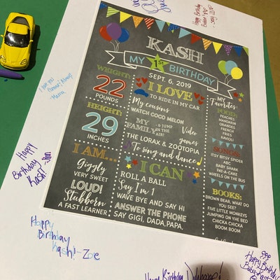 Birthday Interview Info Graphic Sign Template, Editable Birthday Sign ...