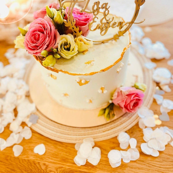 Gold Cake Topper With Names, Personalized Cake Topper, Custom Names ...