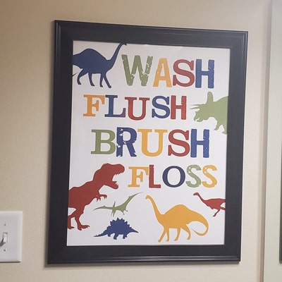 Dinosaur Bathroom Art Print Bathroom Sign Kids Bathroom Bathroom Art ...