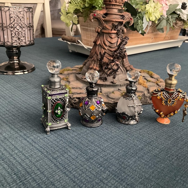 Gothic, Black Floral, Cross-charmed, Empty, Perfume Bottle, 15ml - Etsy