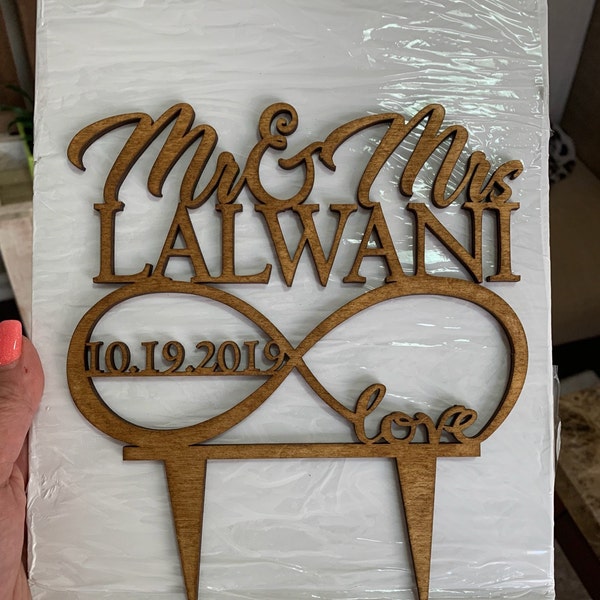 Infinity Symbol With Love, Mr and Mrs Cake Topper, Personalized With ...
