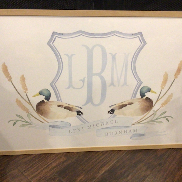 Mallard Duck Wall Art, Duck Wall Art, Monogram Wall Art, Mallard Duck ...