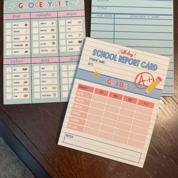School Report Card Pretend Play Notepad - 50 Pages per Notepad - Etsy