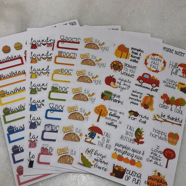 Fall Sayings Planner Stickers - Fall Quote Stickers - Fall Stickers ...
