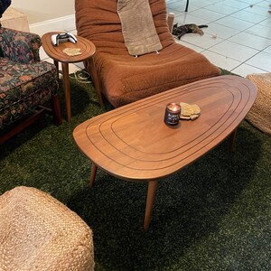 Wooden Oval Coffee Table Side Table, Rustic Mid Century Center Table ...