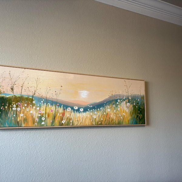 3D Horizontal Vibrant Coastal Textured Wall Art Large Long Wide ...