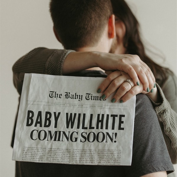Editable Newspaper Pregnancy Announcement, Canva Baby Newspaper ...