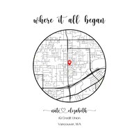 Where We Met Map /where It All Began /couple Map/ Gift for Her/ Gift ...