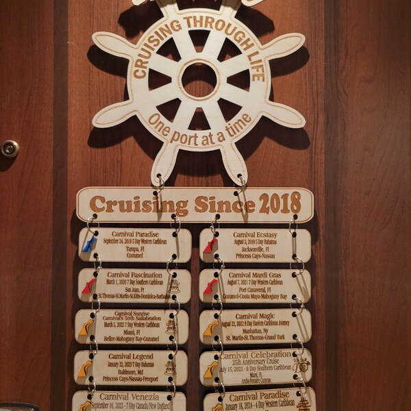 Personalized Cruise History Log Book Plaque, Ship Wheel Magnet Decor ...