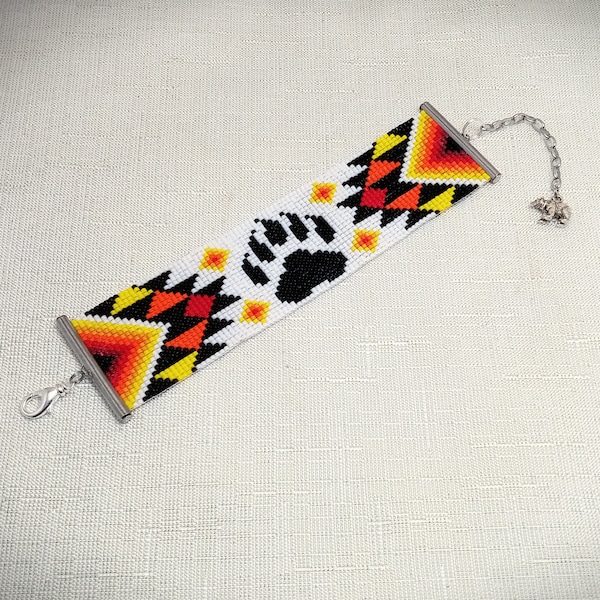 Native Inspired Bead Loom Pattern - Bear Paw Bead Loom Bracelet Pattern ...