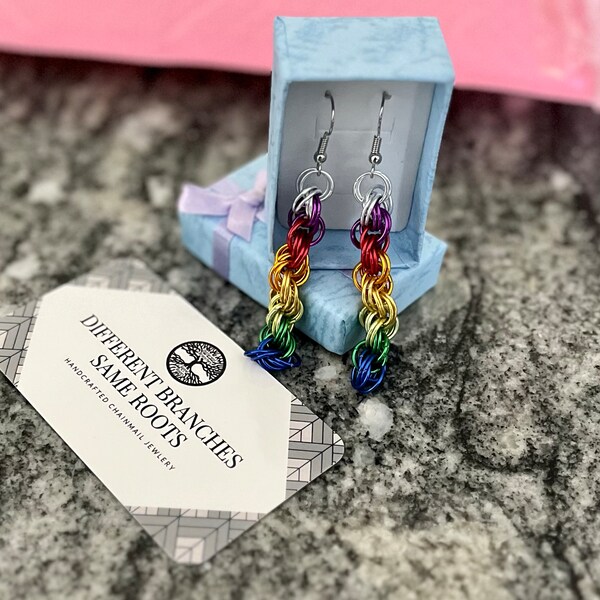Chainmail Earrings Rainbow Rope Chain for Gay Pride and LGBTQ Support ...
