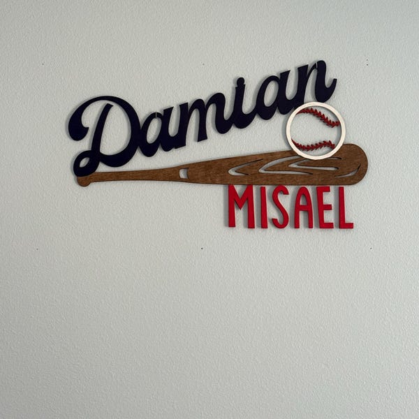 Baseball Bat Name Sign, Nursery Decor, Personalized Wood Sign ...
