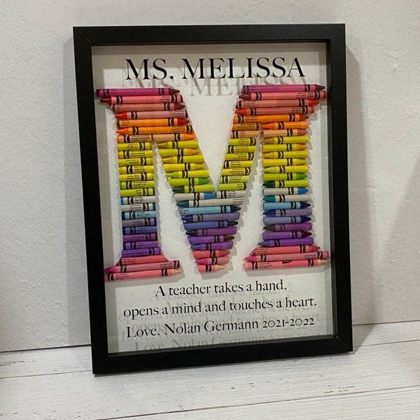 Custom Crayon Monogram, Large Size Crayon Letter Framed. Crayon Teacher ...