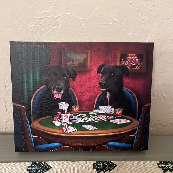 Custom Pet Portrait, Dogs Playing Poker, Pet Playing Poker, Funny Pet ...