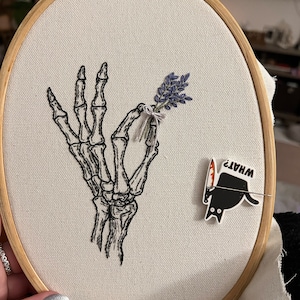 Skeleton Hand Embroidery Pattern Lavender Anatomical Skeletal Gothic ...