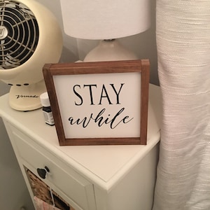 Stay Awhile Sign / Living Room Sign/ Wall Decor/ Wooden Sign | Etsy