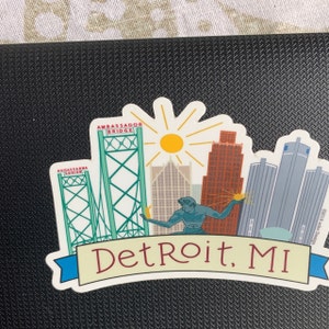 Detroit Michigan Vinyl Sticker / Detroit Skyline Sticker / Cool Laptop ...